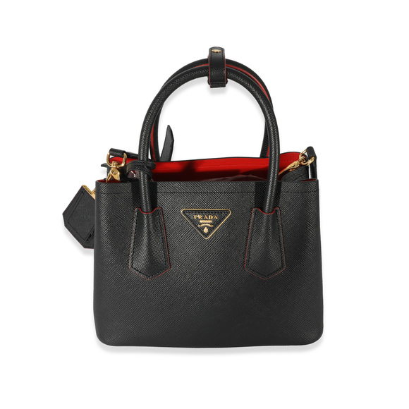Prada | Bags | Prada Black Saffiano Mini Double Bag | Poshmark